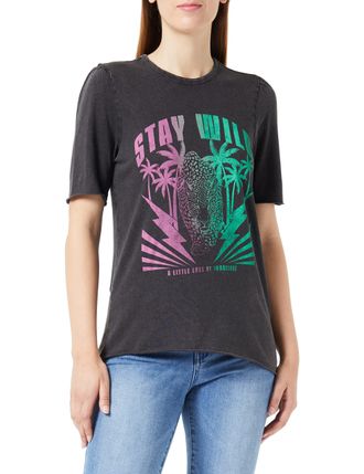 Only Damen Onllucy S/S Puff Stay Top Box JRS, Black/Print:wild, S