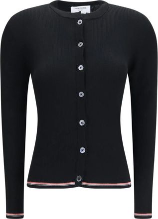 Thom Browne Merino-Woll-Rippstrick-Cardigan - - Knitwear - Damen - Schwarzk - XS