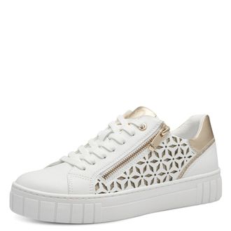 Marco Tozzi Damen Sneaker flach mit Rei&szlig;verschluss Vegan, Wei&szlig; (White Comb), 41 EU