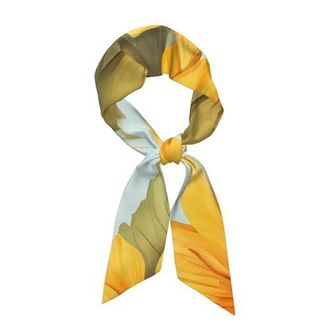 Generic &Eacute;charpe tournesols jaunes pour femme - &Eacute;charpe tour de cou pour sac &agrave; main - Fleur florale en satin de soie - Pour le sport, le yoga et le visage
