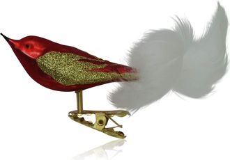 Lauschaer Glas Vögel mit Federschwanz rot Glanz/matt 3 Stück Christbaumschmuck Weihnachtsschmuck mundgeblasen,handdekoriert Lauschaer Glas das Original