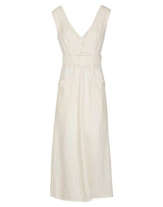 8 by YOOX LINEN BELTED MIDI DRESS