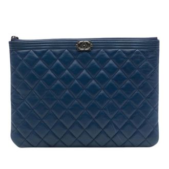 Chanel Pre-owned Vintage Quilted Clutch - Femme - Pre-owned - Bleu - Taille: ONE Size