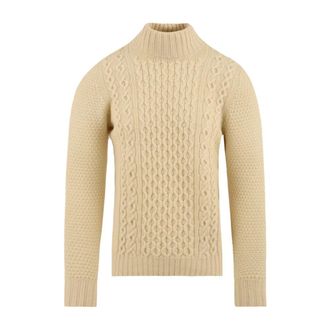 Drumohr Wei&szlig;e Aran-Strick-Lammswoll-Rollkragenpullover - - Knitwear - Herren - Wei&szlig; - M