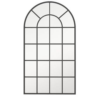 HOMCOM Miroir verrière Arche Style Industriel fenêtre Arcade métal Noir - 110 x 65 cm