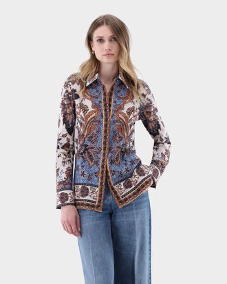 van Laack Hemdbluse mit platziertem Boho-Print