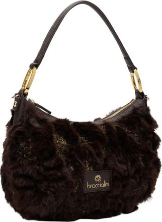 Braccialini Beth Sac Bandouli&egrave;re en Fausse Fourrure - Femme - Sacs - Brun - Taille: ONE Size