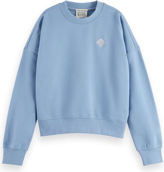 Scotch & Soda Sweatshirt mit gesticktem Logo, lockere Passform, Faded Denim V441, M