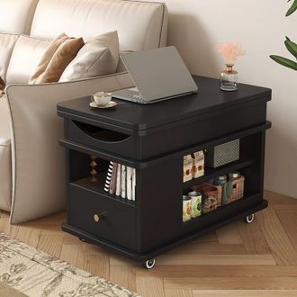 Generic Wohnzimmertisch, Couchtisch Mit Rad, Zwei Desktop-Gr&ouml;&szlig;En, H&ouml;Henverstellbar for Laptop, Dekorationen, Snacks