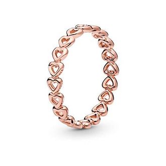 Pandora Pandora Bague Couronne de coeurs en métal plaqué or rose 14 carats, taille 52