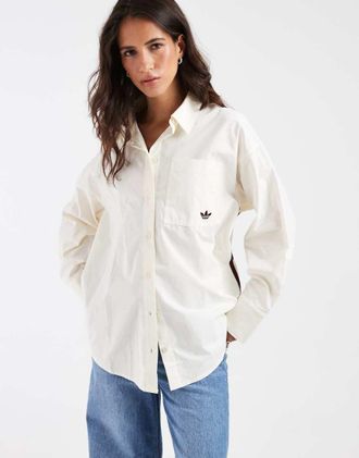 adidas Originals chemise &agrave; manches longues cr&egrave;me-Blanc