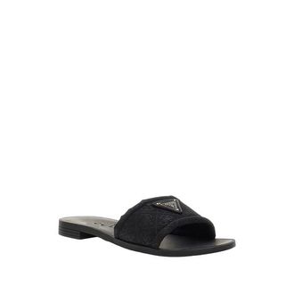 Guess Sandales plates Elysone &agrave; logo en coton m&eacute;lang&eacute;