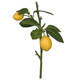 Creativ Green künstlicher Zitronenzweig 34cm I Künstlicher Dekozweig für Vase mit naturgetreuen Zitronen & grünen Blättern I mediterrane Tischdekoration I Künstlich