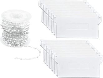 NUOBESTY Vertikaljalousie Ersatzteile Satz - 20 Wei&szlig;e Kunststoff Bodenplatten mit Perlenkette f&uuml;r Vorh&auml;nge und Rollos Leicht Montierbar Zubeh&ouml;r f&uuml;r Fensterdeko