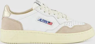 Autry Baskets Medalist Cuir Blanc, Beige, Doré