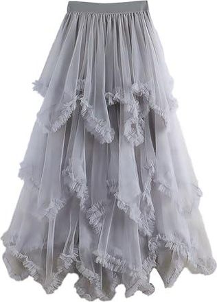 Generic Jupe en tulle longue bouffante pour femme - Costume de carnaval des ann&eacute;es 50 - Jupe en maille avec costume &eacute;lastique - Robe de carnaval - Robe de f&eacute;e