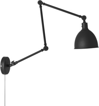 Licht-Erlebnisse Wandleuchte mit Schalter Stecker Gelenkarm T: max. 122 cm gro&szlig; XXL Schwarz E27 Retro Design Wandlampe Leselampe Wohnzimmer