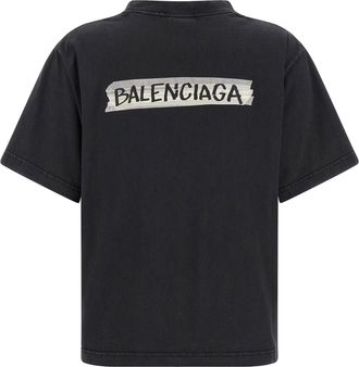 Balenciaga Masking Tape Print T-Shirt - Black