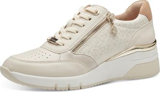 s.Oliver Damen Wedge Sneaker zum Schnüren mit Reißverschluss, Beige (Beige Comb), 40 EU