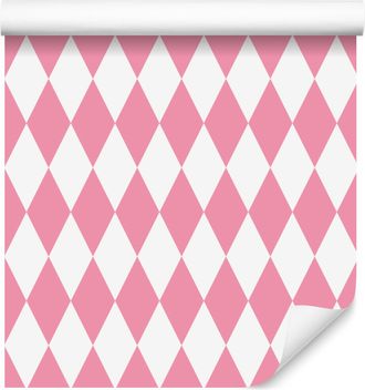 OEM Carta Da Parati Arlecchino Con Diamanti, Bianca E Rosa Cipria, Per Soggiorno E Camera Da Letto, 50x1000 Cm