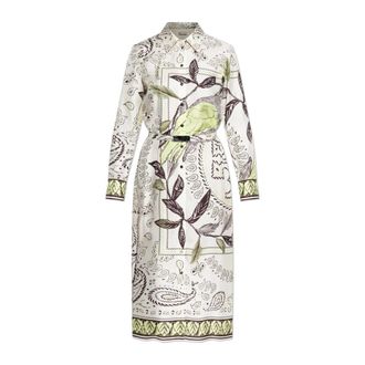 Tory Burch Femme, Robes, Blanc, Taille: 40 FR Printed Silk Shirtdress
