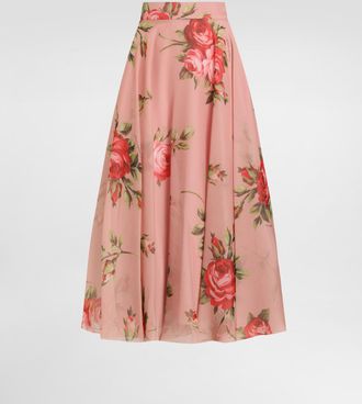 Dolce & Gabbana Rose Bouquet-print Chiffon Circle Skirt - Frau R&ouml;cke Multicolor 36