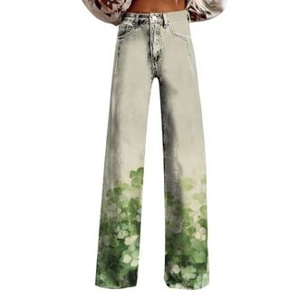 Generic Tenue de la Saint-Patrick pour femme - Grande taille - Effet jean &eacute;vas&eacute; - Coupe large - Vert tr&egrave;fle irlandais, 1 Violet, 4XL