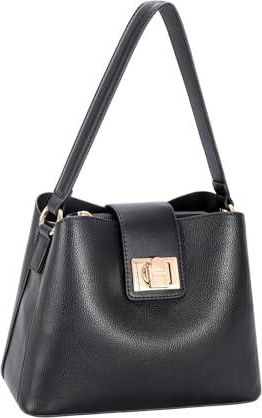 David Jones Paris - Sac &agrave; main Femme Similicuir - Sac port&eacute; &eacute;paule 3 compartiments - Taille Moyenne - Ville Chic Classique &eacute;l&eacute;gant Pratique (Black)