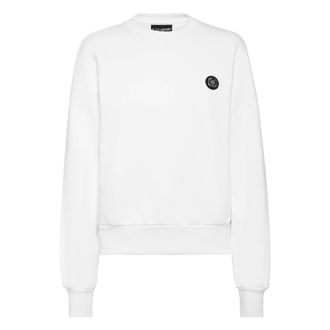 Plein Sport Femme, Sweatshirts et sweats &agrave; capuche, Blanc, Taille: 42 FR Cropped SweaT-shirt LS Glitter