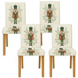 Generic Sitzbez&uuml;ge mit Nussknacker-Muster f&uuml;r St&uuml;hle, dehnbar und waschbar, Spandex-Schonbez&uuml;ge, dekorative Stuhlbez&uuml;ge f&uuml;r Esszimmer, 4 St&uuml;ck