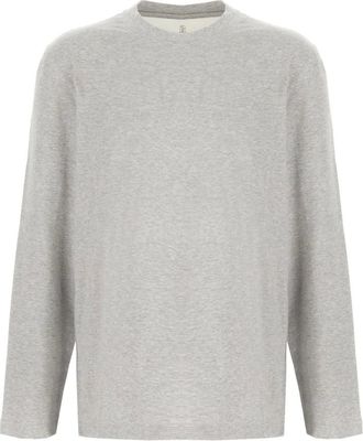 Brunello Cucinelli Homme, Tops, Gris, Taille: XL T-shirt &agrave; manches longues et col rond