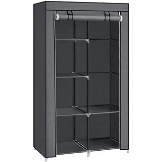 Songmics Armoire à Vêtements, Penderie, 1 Tringle à Vêtements, 6 Niveaux, Tissu Non-tissé, Cadre Métallique, 45 x 88 x 168 cm, pour Chambre, Couloir, Dressing,