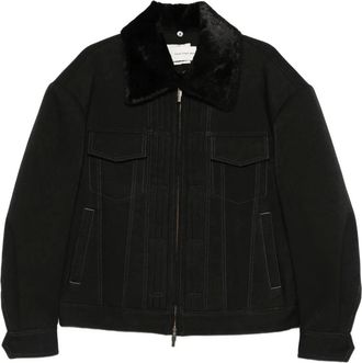 Feng Chen Wang veste zippée à col en fourrure - Noir