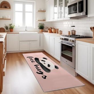 Generic Tapis de Couloir 80 x 150 cm, Poil Ras Tapis de Passage Couloir Antid&eacute;rapant et Lavable Aquarelle Mignon Dessin Anim&eacute; Animal Panda Motif Tapis de Sol 