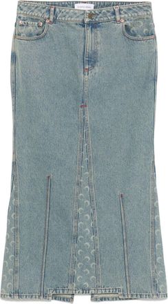 Marine Serre jupe longue en jean à logos - Bleu