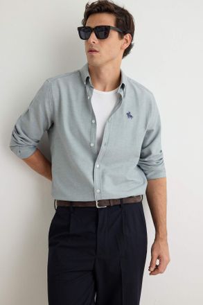 Trendyol MAN Herren Khaki Bestickt Lang Regular Fit Hemden