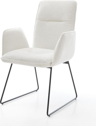 DELIFE Esszimmerstuhl Vinja-Flex Boucl&eacute; Soft Beige Kufengestell Schwarz, Esszimmerst&uuml;hle