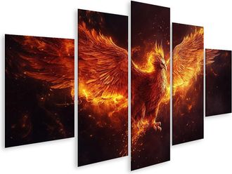 Islandburner Bild auf Leinwand Phönix Fliegt Brennendes Feuer Vögel Mythische Kreaturen Bilder Wandbilder Poster JCGJ-MFP