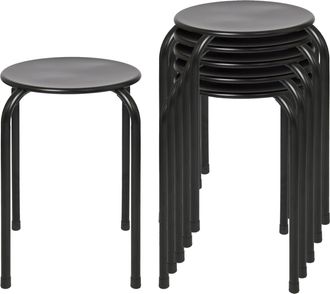 Harbour Housewares Stapelhocker aus Metall - Mattschwarz - 6X Erwachsene Klein Stapelbar Küche Essen Frühstück Schlafzimmer Eitelkeit Frisiertisch Wohnzimmer Bürostuhl S