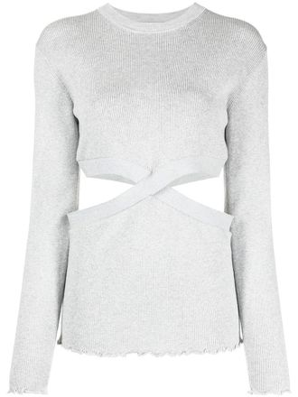 3.1 Phillip Lim Gerippter Pullover mit Cut-Outs - Silber