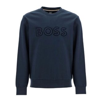 HUGO BOSS SweaT-shirt col rond avec logo - Homme - Sweatshirts et sweats &agrave; capuche - Bleu - Taille: L