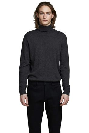 Jack & Jones Herren Dünner Rollkragen Strickpullover | Klassischer Rundhals Sweater | Langarm Basic JJEEMIL, Farben:Dunkelgrau, Größe Pullover:XXL