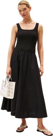 Tommy Hilfiger Damen Kleid Rib Midi Mix Fit & Flare, Schwarz (Black), XXL