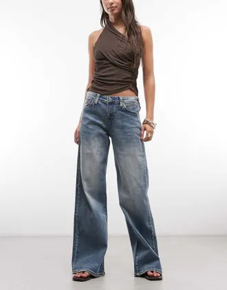 True Religion Bobbi - Baggy Jeans in mittelblauer Waschung