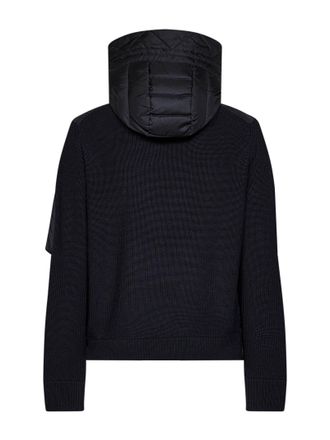 Moncler Mens Hooded Padded Cardigan Black Polyamide & Down Jackets