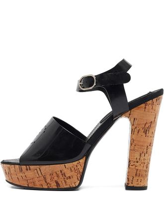 Chanel Sandalen mit perforiertem Logo 125mm - Schwarz