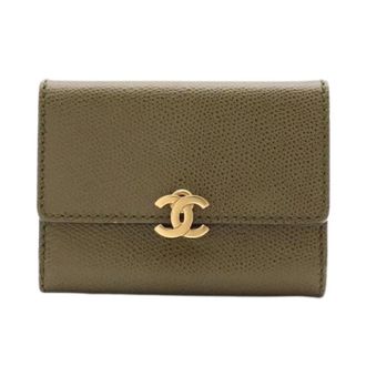 Chanel Porte-cartes pr&eacute;-poss&eacute;d&eacute; pliant - Femme - Pre-owned - Vert - Taille: ONE Size