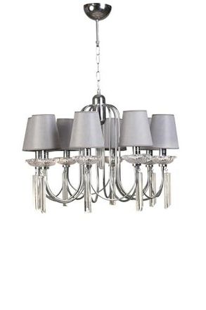 Opviq Elegant Grey Chandelier, Adjustable Height, 65 cm Diameter, Metal Body with Chrome Coating & Crystal Accents | E14 Socket, Max 40W | Modern Lighting F