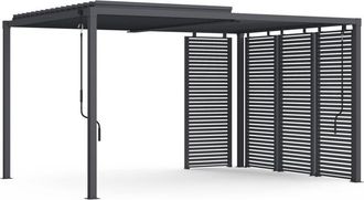 IDMarket Pergola bioclimatique lames orientables acier 3x4 M avec persiennes horizontales gris anthracite