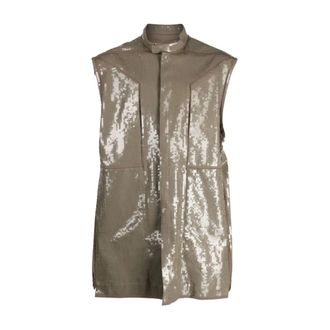 Rick Owens Bestickte Teem1 Weste - - Jackets - Herren - Beige - S